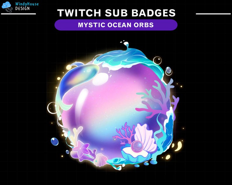 Ocean Bubble Twitch Sub Badges/ Deep Sea Twitch Sub Badges Set/ Mystic ...