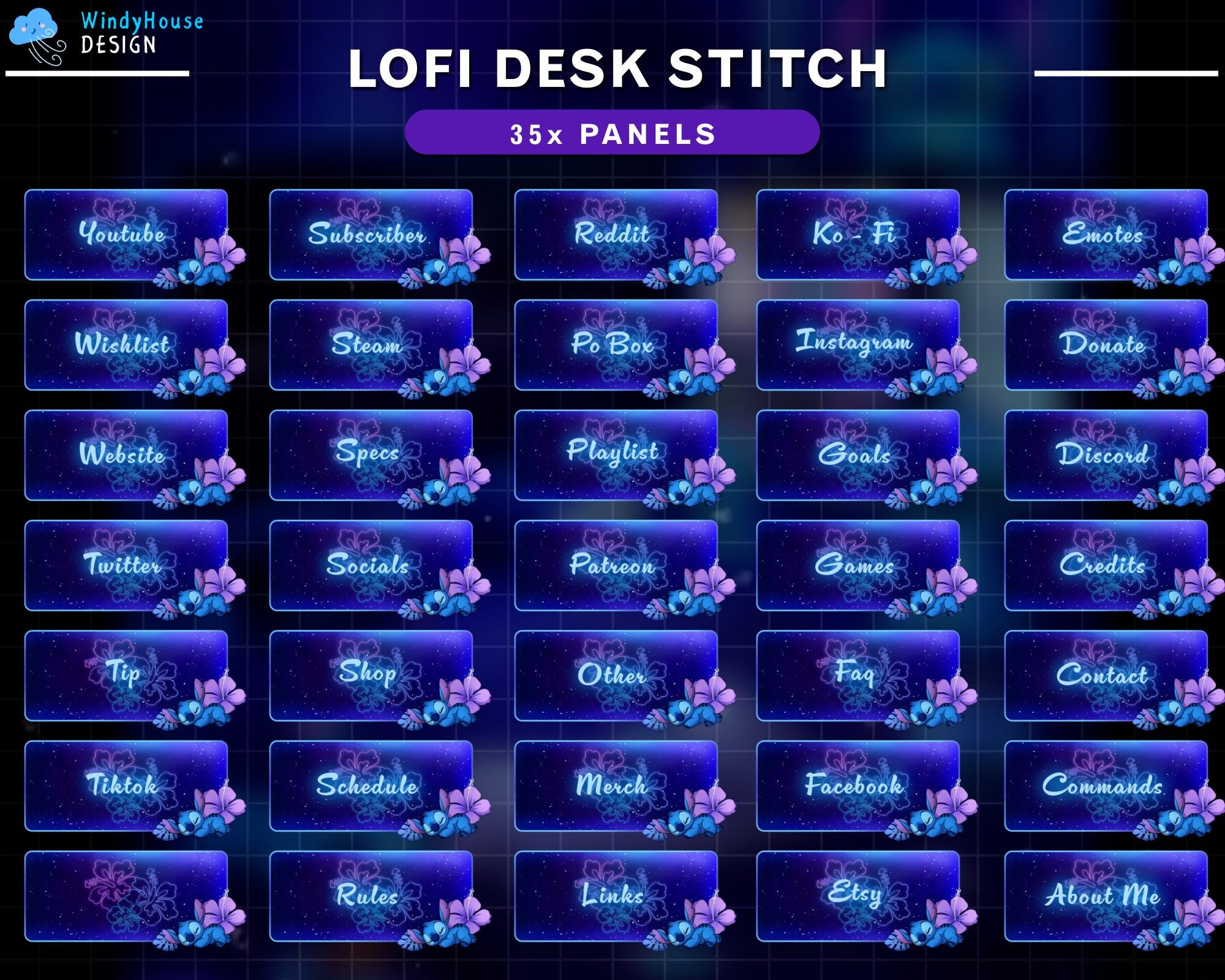 Animated Lo-fi Stitch Stream Package: Cozy Game Room Overlay - Etsy