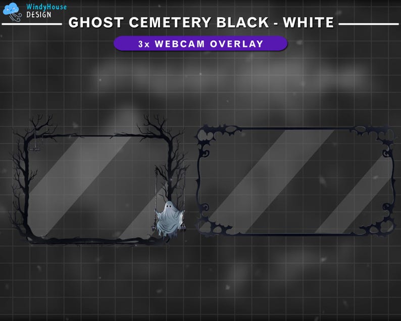 3x Animated Halloween Webcam Borders Black and White Theme, Horror ...