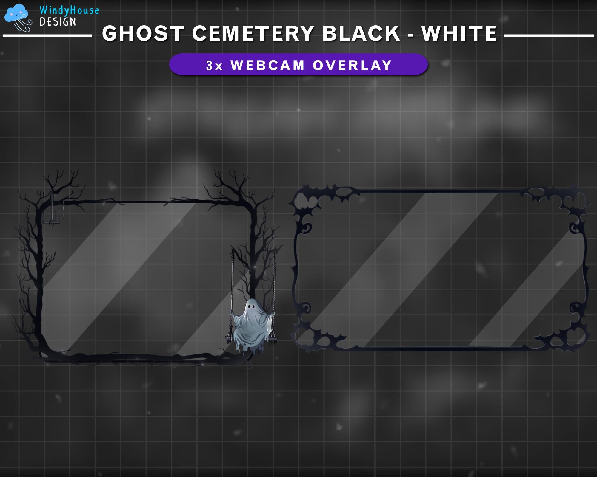 3x Animated Halloween Webcam Borders Black and White Theme, Horror ...