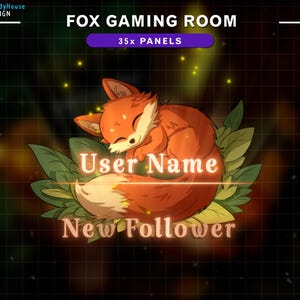 Cozy Fox Gaming Room Twitch Stream Package, Animated Overlay Set With ...