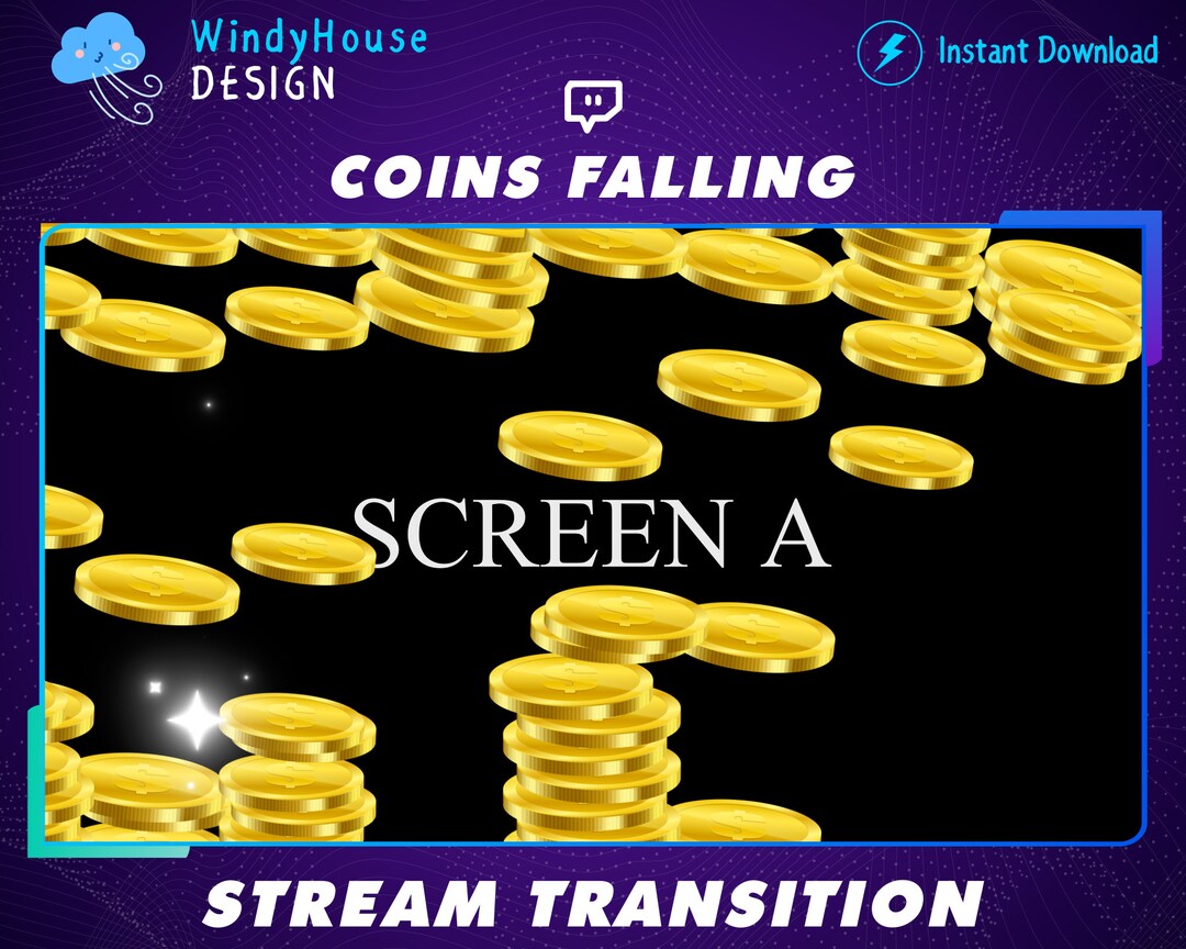 Coins Falling Stream Transition, Coins Twitch Transition, Gold Coins ...