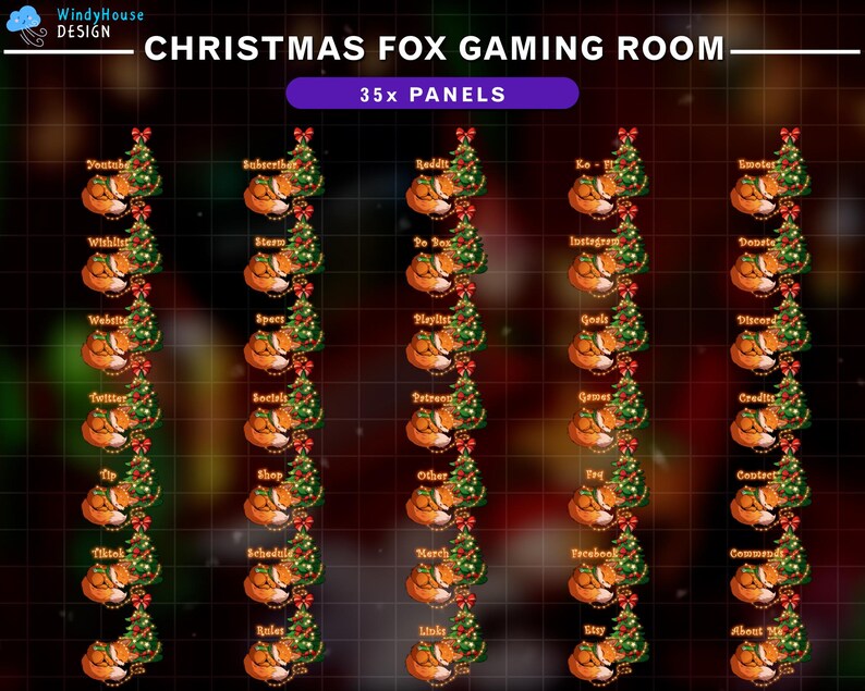 Animated Stream Package Christmas Fox Gaming Room, Cute Fox Twitch ...