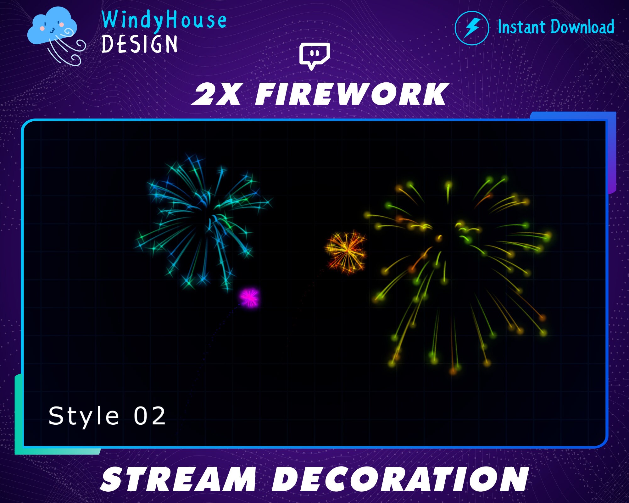 2x Firework Animated Twitch Overlay Holiday Streaming Asset - Etsy
