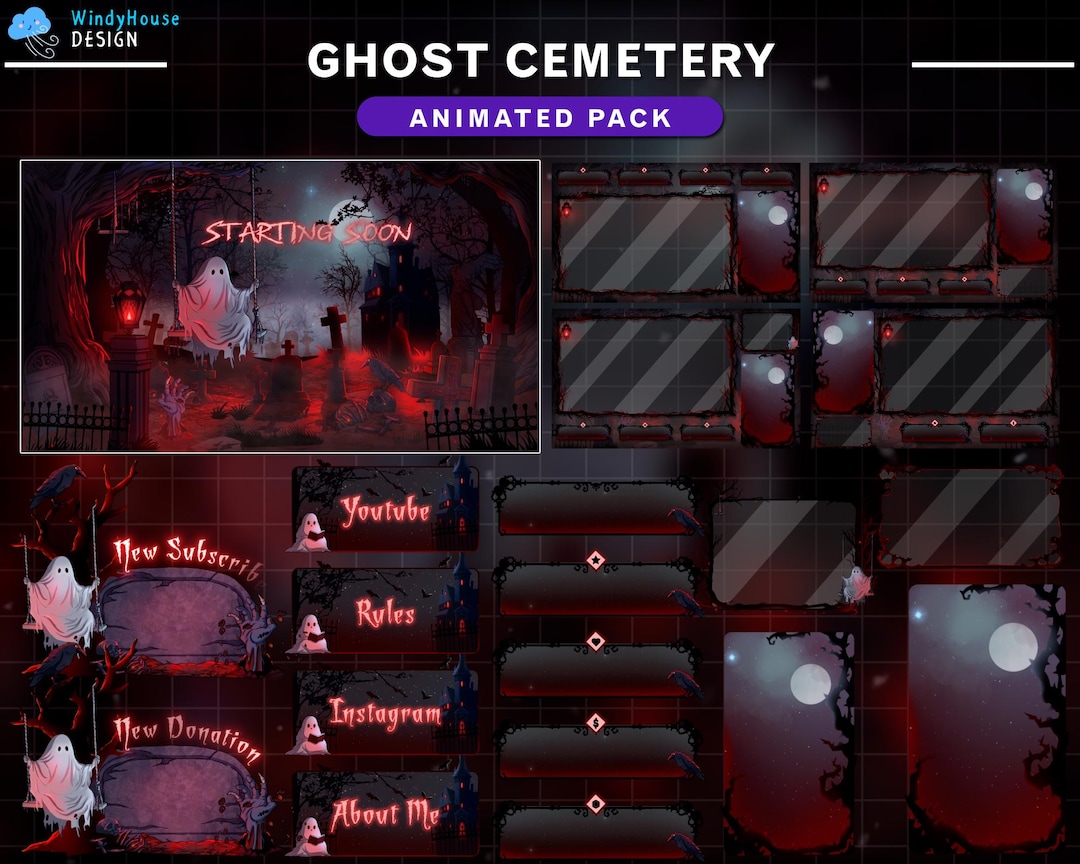 Animated Stream Package Cemetery Ghost , Halloween Twitch Overlay ...