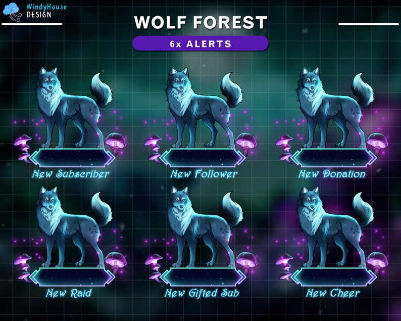Animated Stream Package Mystic Wolf Moon in Forest, Witchy Twitch ...