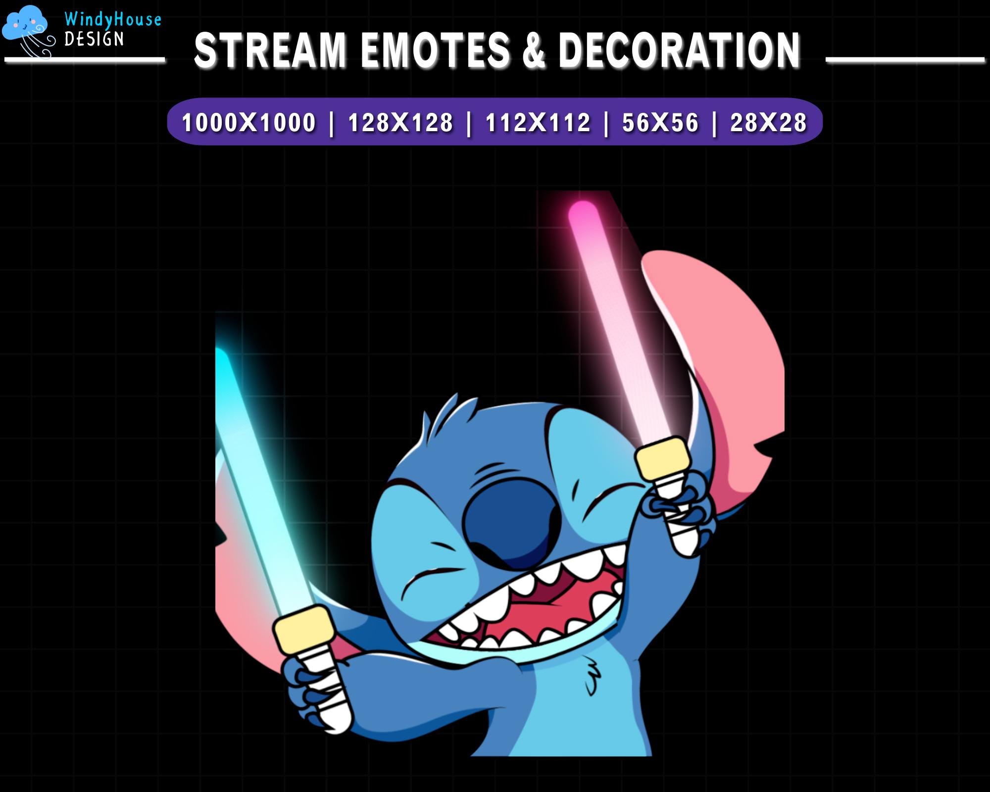 Animated Stitch Cheering Twitch Emote, Cute Stitch Stream Emote ...