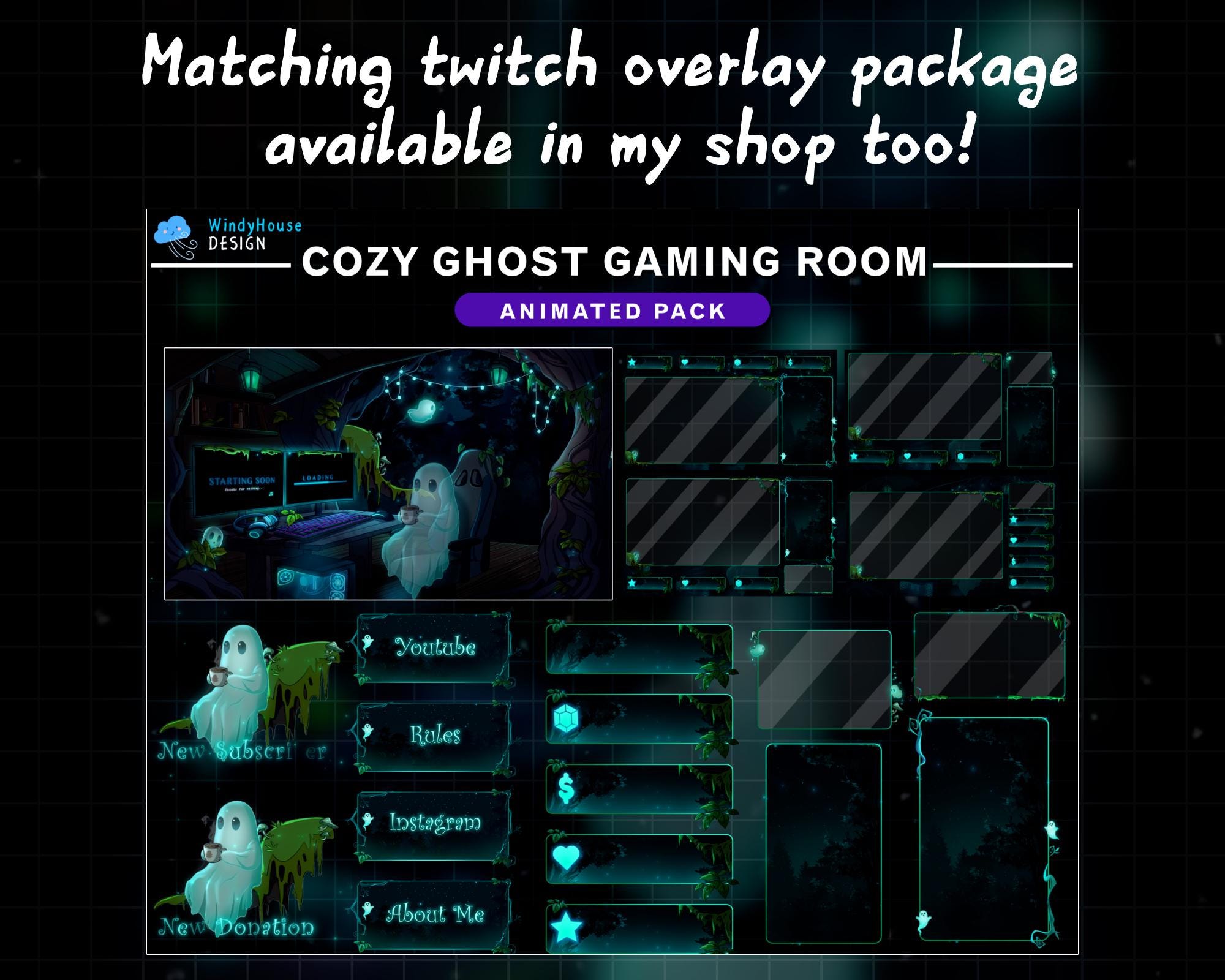 Animated Witch Forest Tiktok Stream Package, Ghost Gaming Room Stream ...