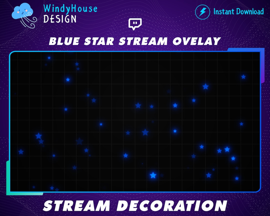 3x Animated Stream Decoration Blue Star Floating Overlay, Star Falling ...