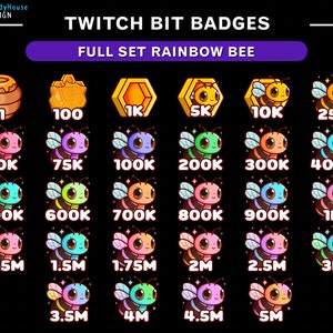 Full Set Twitch Bit Badges Honey Bees, Bee Twitch Badges, Complete ...