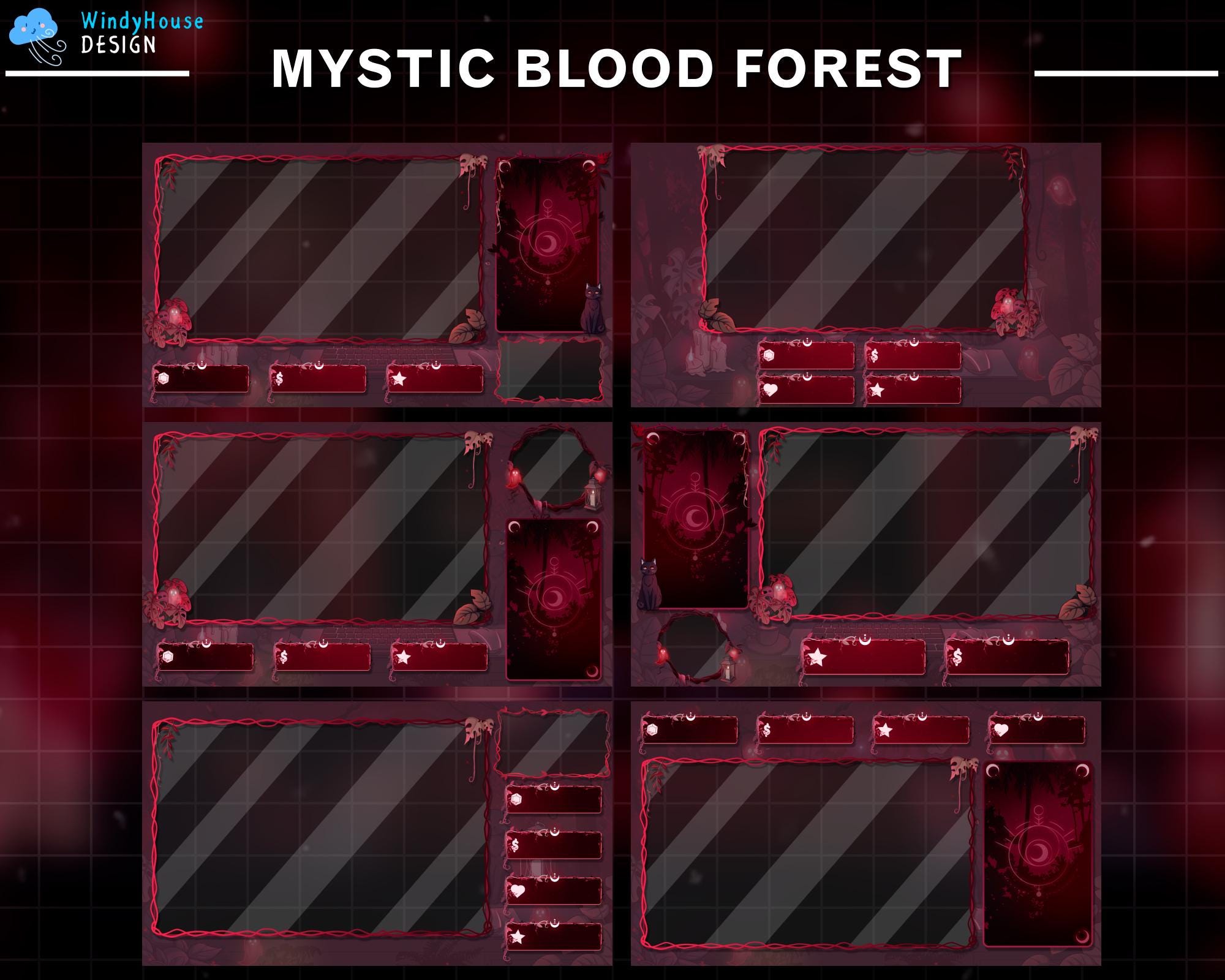 Animated Mystic Blood Forest Stream Package, Witch Desk Twitch Overlay ...