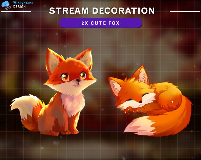 Cozy Fox Gaming Room Twitch Stream Package, Animated Overlay Set With ...