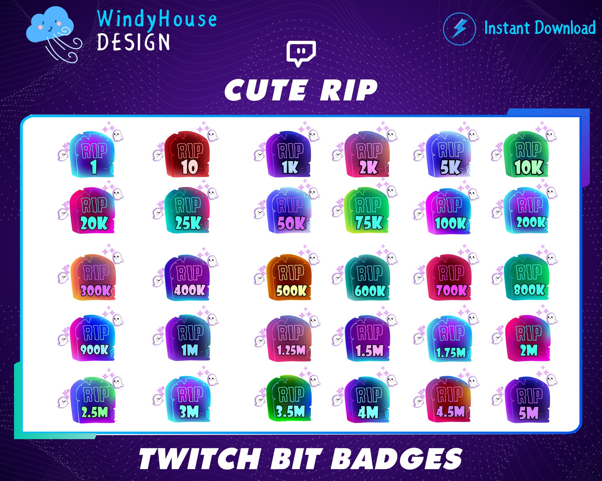 30x RIP Twitch Bit Badges / Complete Twitch Bit Badges Set/ - Etsy