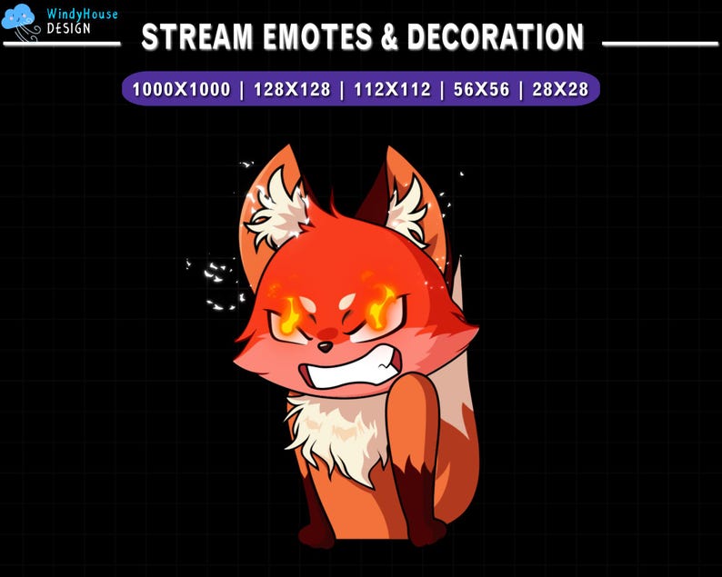 10x Animated Twitch Fox Emotes, Cute Fox Emote Pack for Streamers ...
