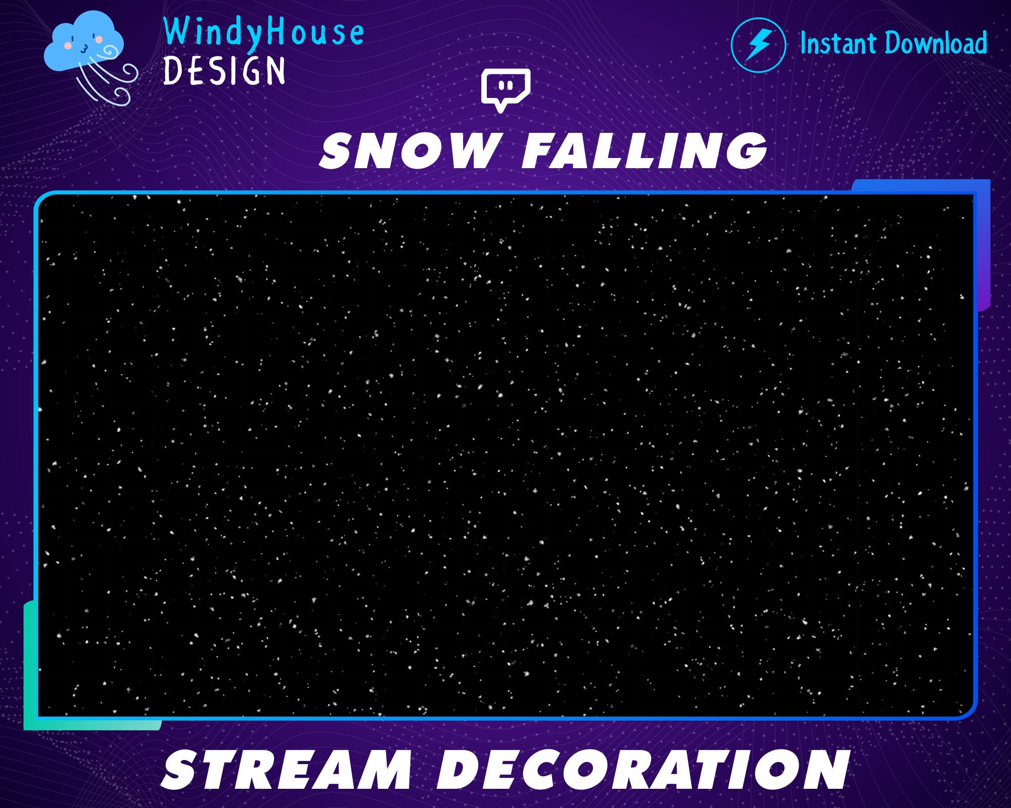 Snow Falling Twitch Stream Decoration, Snowfall Animated Overlay for ...