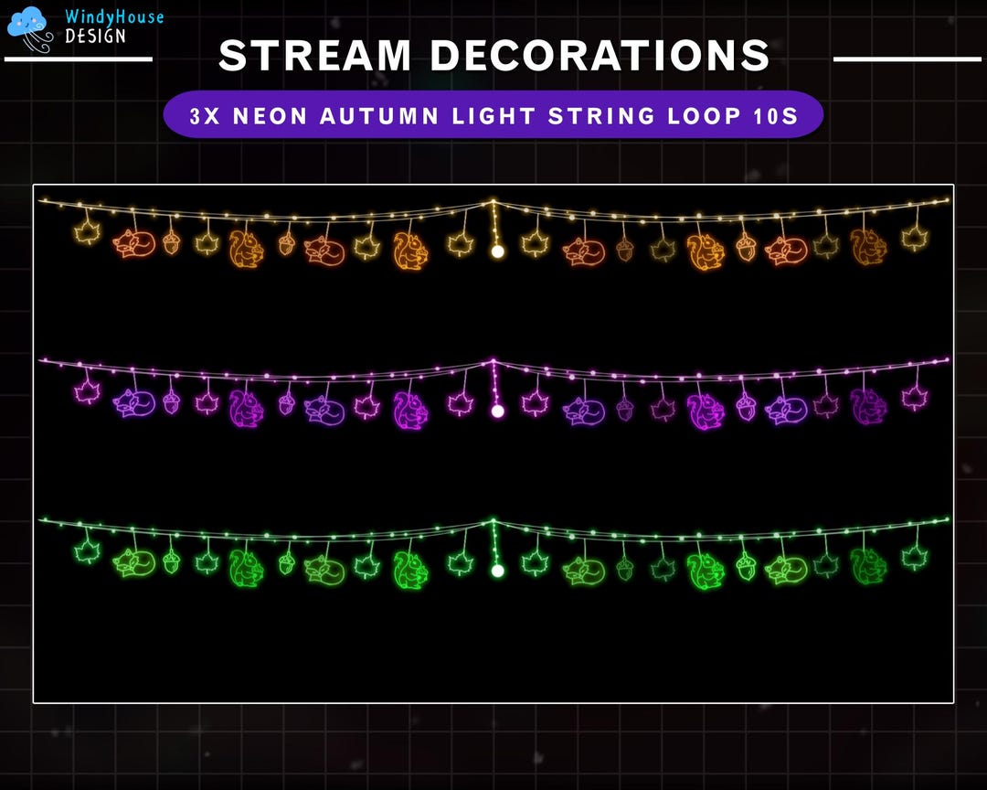 3x Animated Neon Autumn Lights String Stream Decoration, Maple Leaf ...