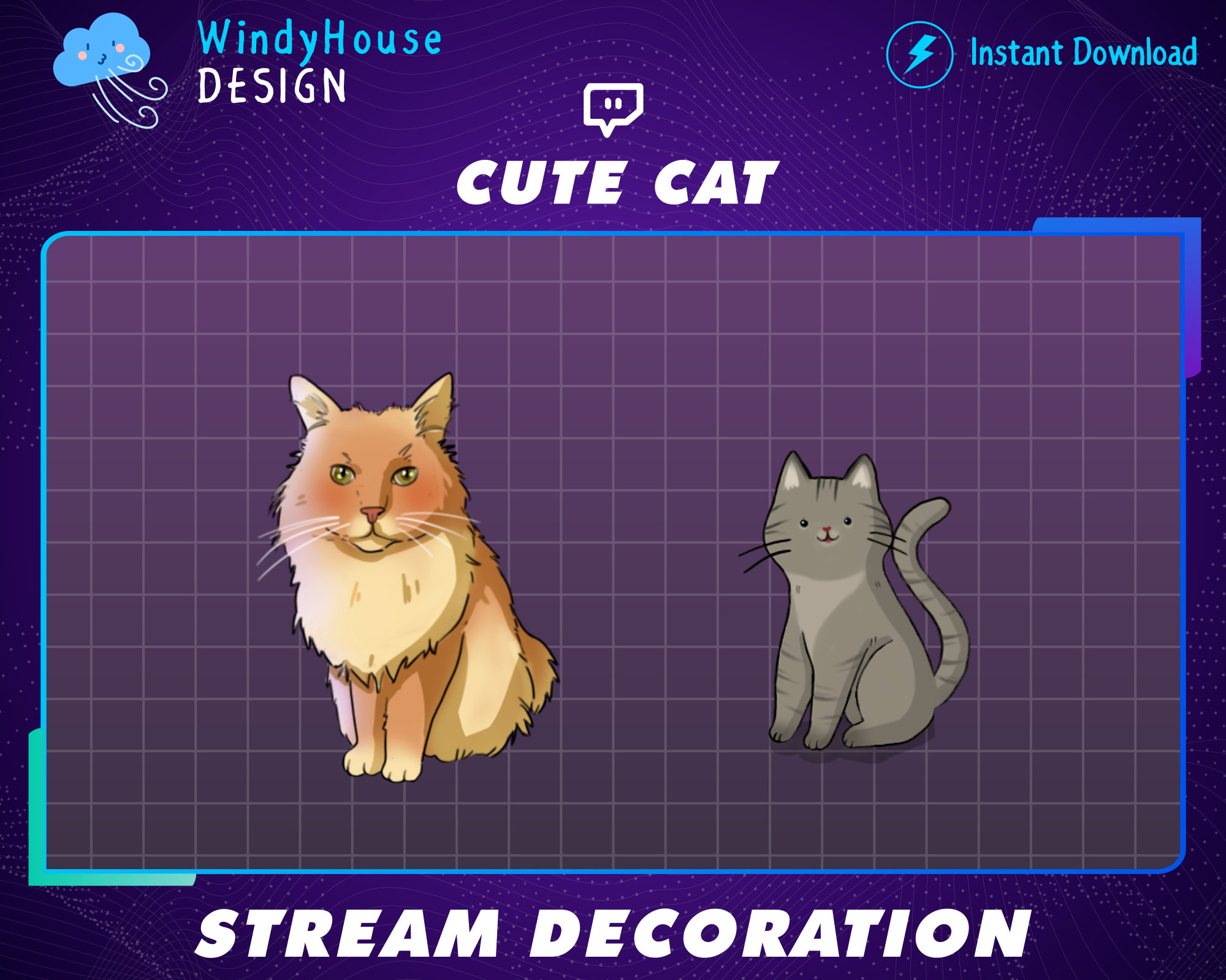 Animated Cute Cat Stream Decoration Kitty Cat Twitch Tabby - Etsy