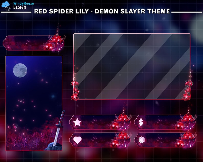 Animated Stream Package Red Spider Lily Field, Demon Slayer Sword ...