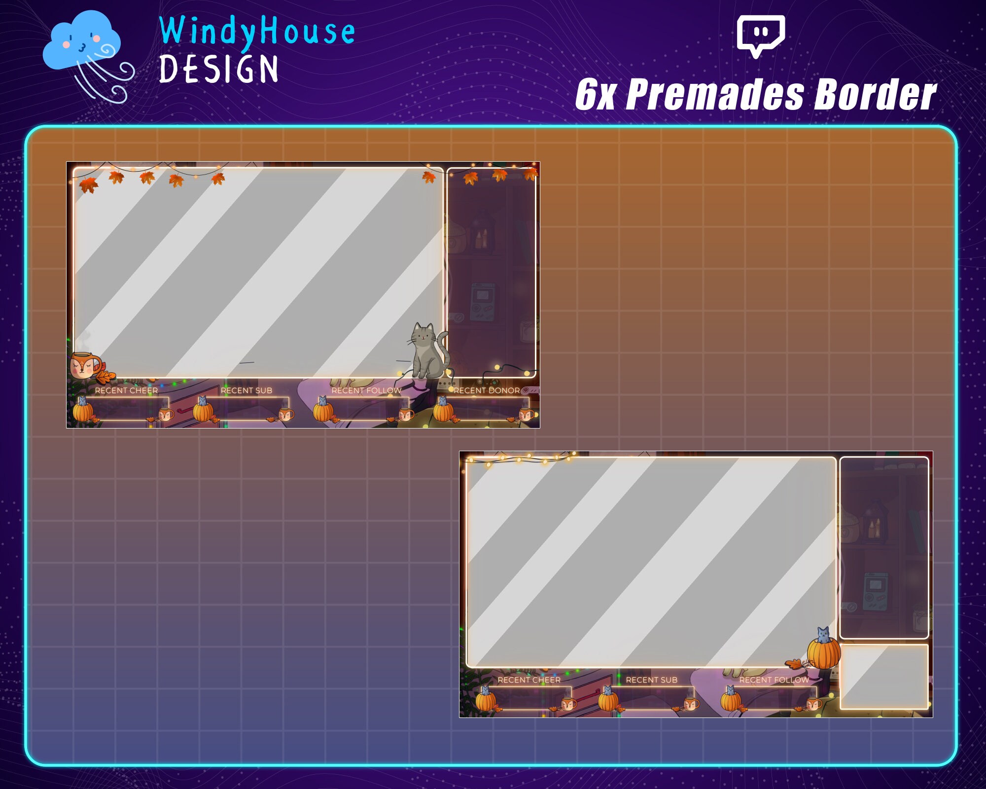 Animated Cozy Autumn Twitch Overlay Stream Package, Fall Twitch Overlay ...