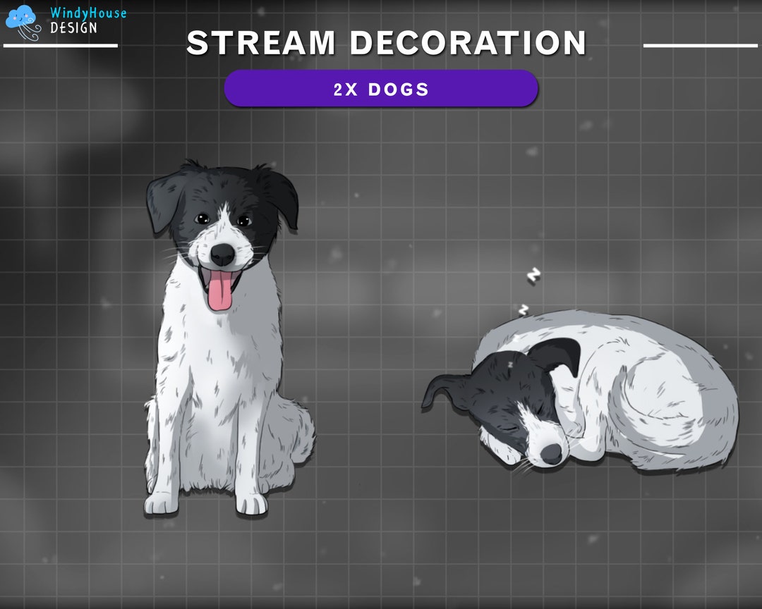 2x Animated Cute Dogs Stream Decoration, Dog Twitch, Dog Stream Add-on ...