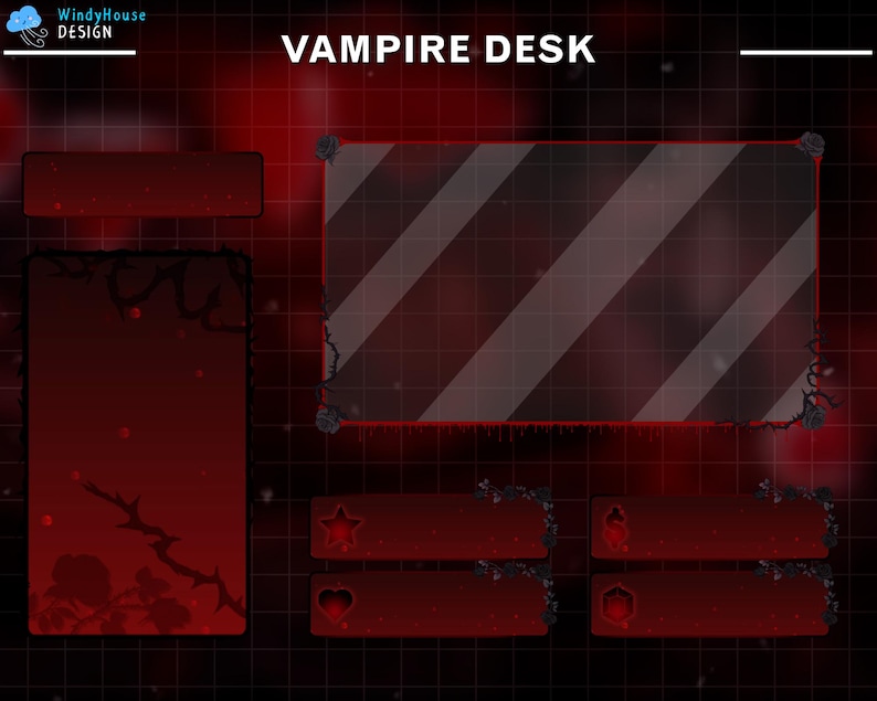 Animated Halloween Vampire Desk Stream Package, Gothic Twitch Overlay ...