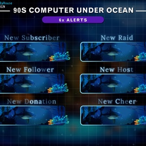 Animated Stream Package 90s Computer Under Ocean, Ocean Twitch Overlay ...