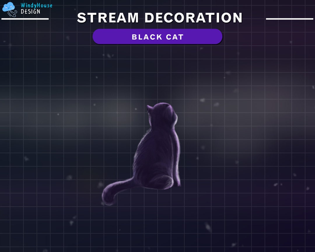 Animated Black Cat Stream Decoration, Cat Twitch Overlay - Etsy