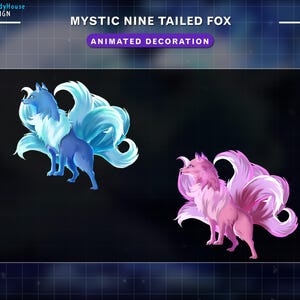 2x Animated Nine Tailed Fox Stream Decoration, Cute Fox Twitch ...