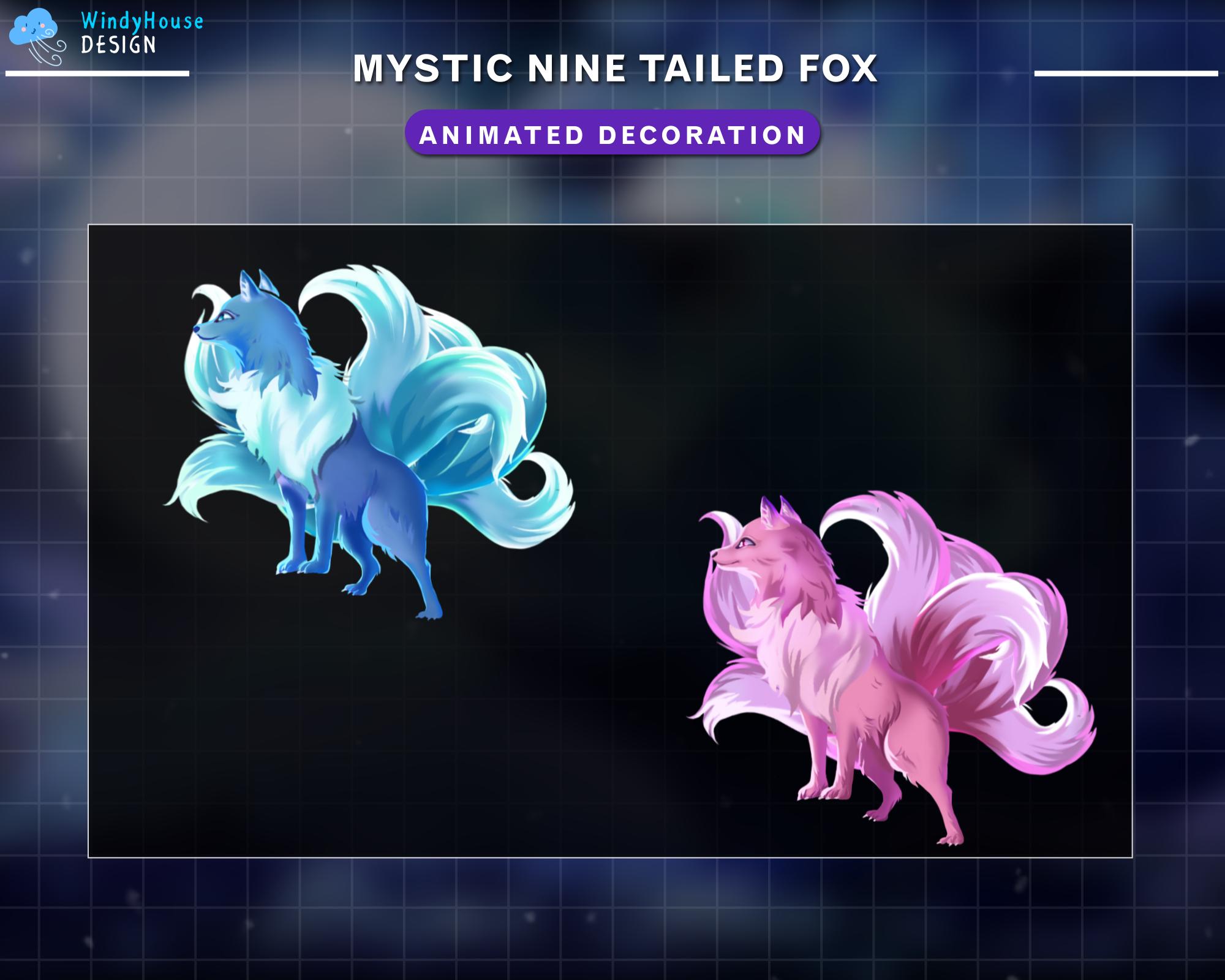 2x Animated Nine Tailed Fox Stream Decoration, Cute Fox Twitch ...