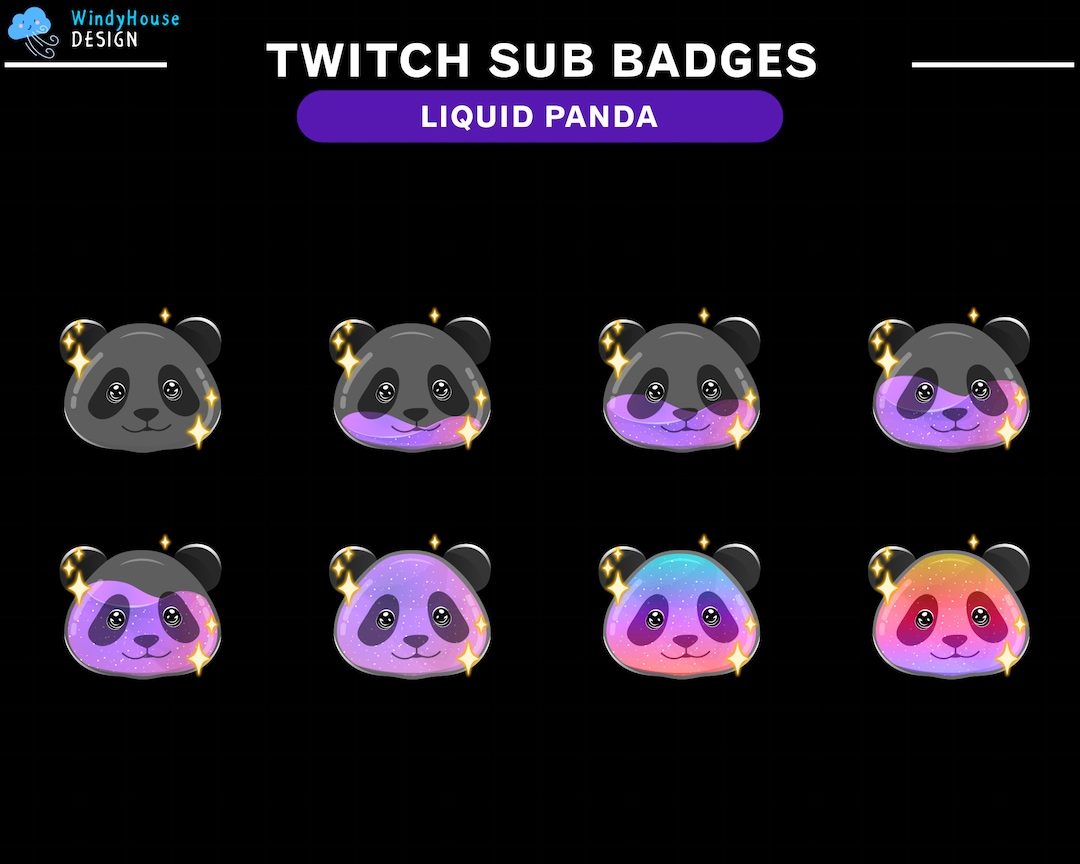 Liquid Panda Bottle Twitch Sub Badges/ Panda Twitch Sub Badges Set ...