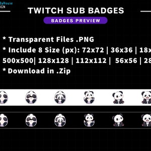 Cute Panda King Twitch Sub Badges/ Panda Twitch Sub Badges Set/ Kawaii ...