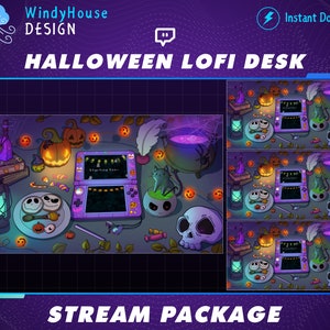 Animated Halloween Cozy Twitch Stream Package, Retro Lofi Aesthetic ...