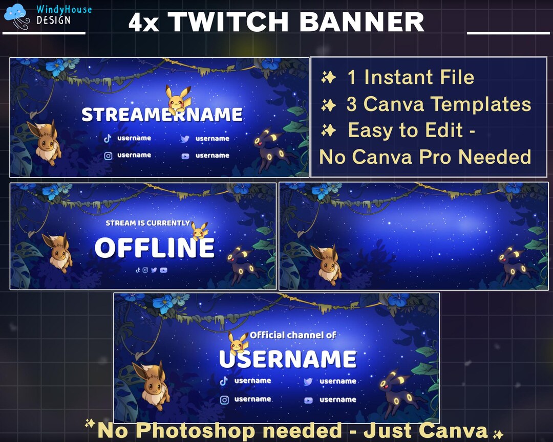 4x Aesthetic Cozy Plants Twitch Stream Banner, Banner for Twitch ...