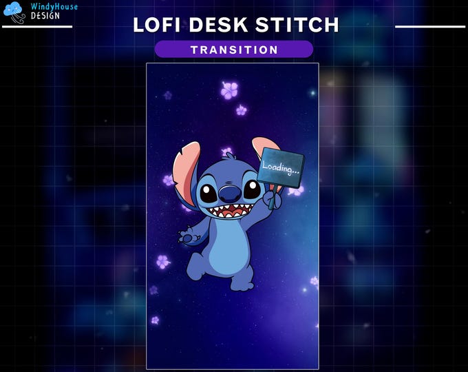 Animiertes Twitch Overlay Paket Lo-fi Desk Stitch, Niedliches Stitch ...