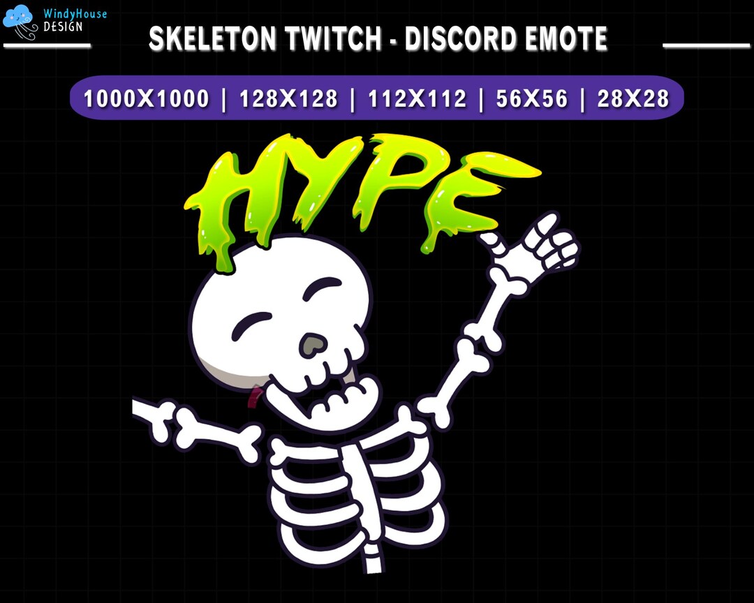 Animated Twitch Emote Skeleton Hype, Halloween Discord Emotes, Cute ...