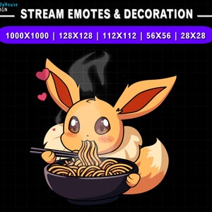 Animated Twitch Emote, Stream Decoration Eevee Eating Ramen, Eevee ...