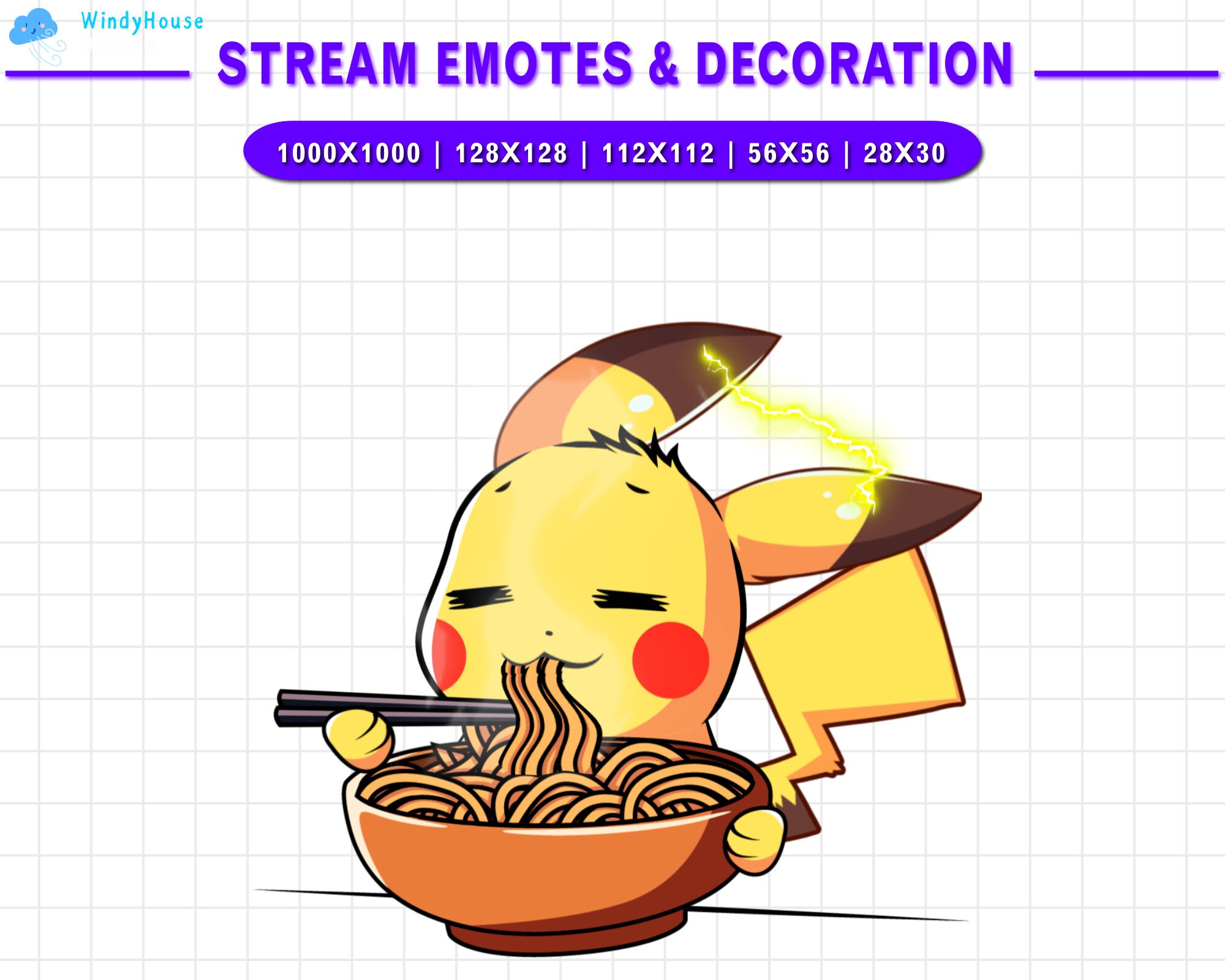 Animated Twitch Emote, Stream Decoration Pikachu Eating Ramen, Pikachu ...