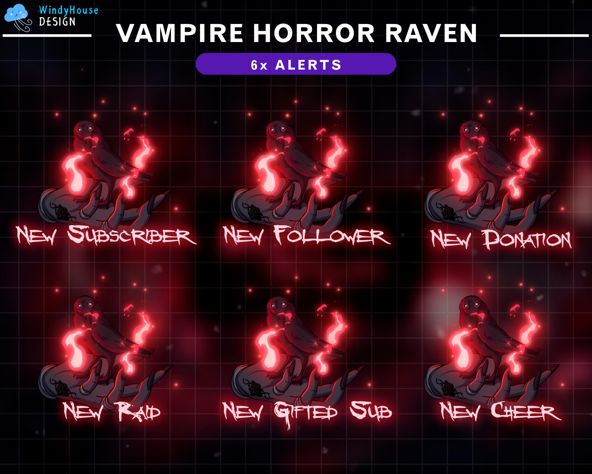 Animated Raven Twitch Alerts With Devil Hand, Vampire Horror Stream ...