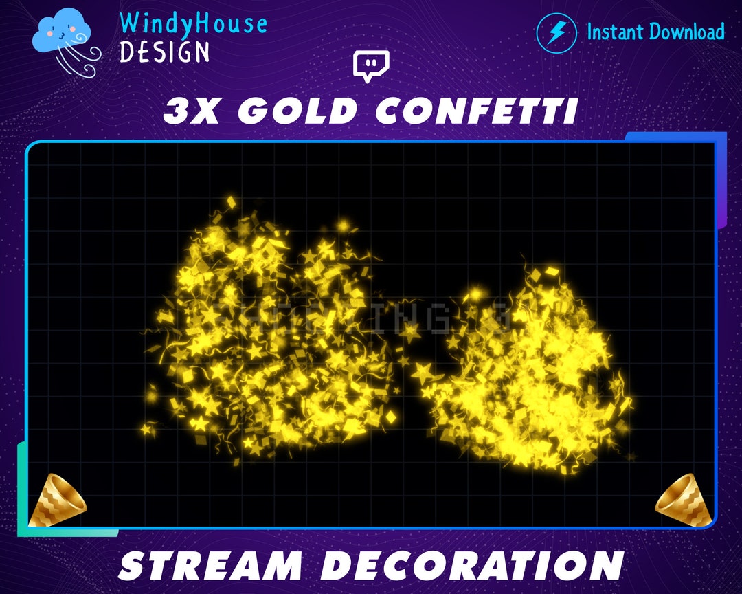 Animated Stream Decoration Gold Confetti Shooting, Confetti Falling ...