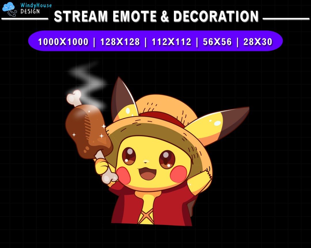 Animated Twitch Emote Straw Hat Pikachu, Cute Pikachu Stream Decoration ...