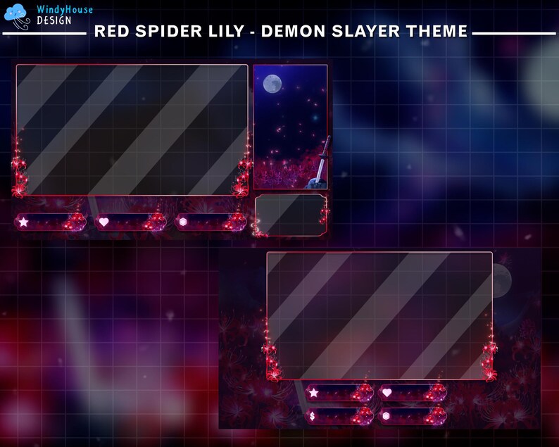 Animated Stream Package Red Spider Lily Field, Demon Slayer Sword ...