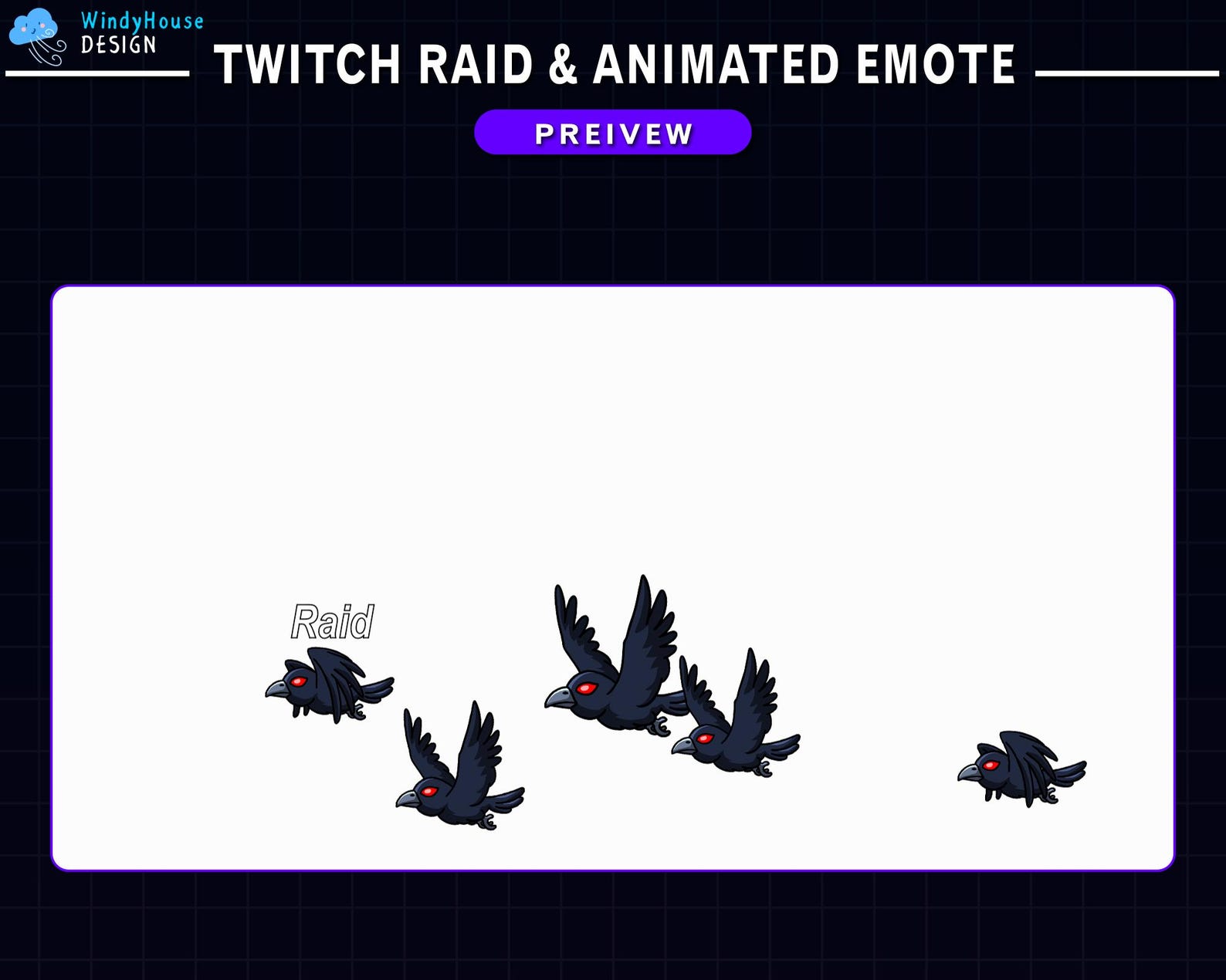 Animated Crows Flying Twitch Raid Alert Pack, Raven Emotes for ...