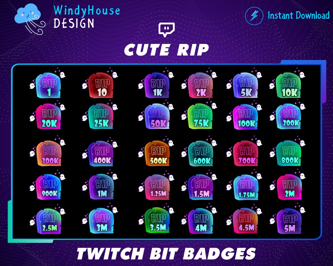 30x RIP Twitch Bit Badges / Complete Twitch Bit Badges Set/ - Etsy
