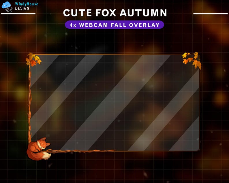 4x Animated Fall Fox Webcam Overlay, Webcam Border for Autumn Twitch ...