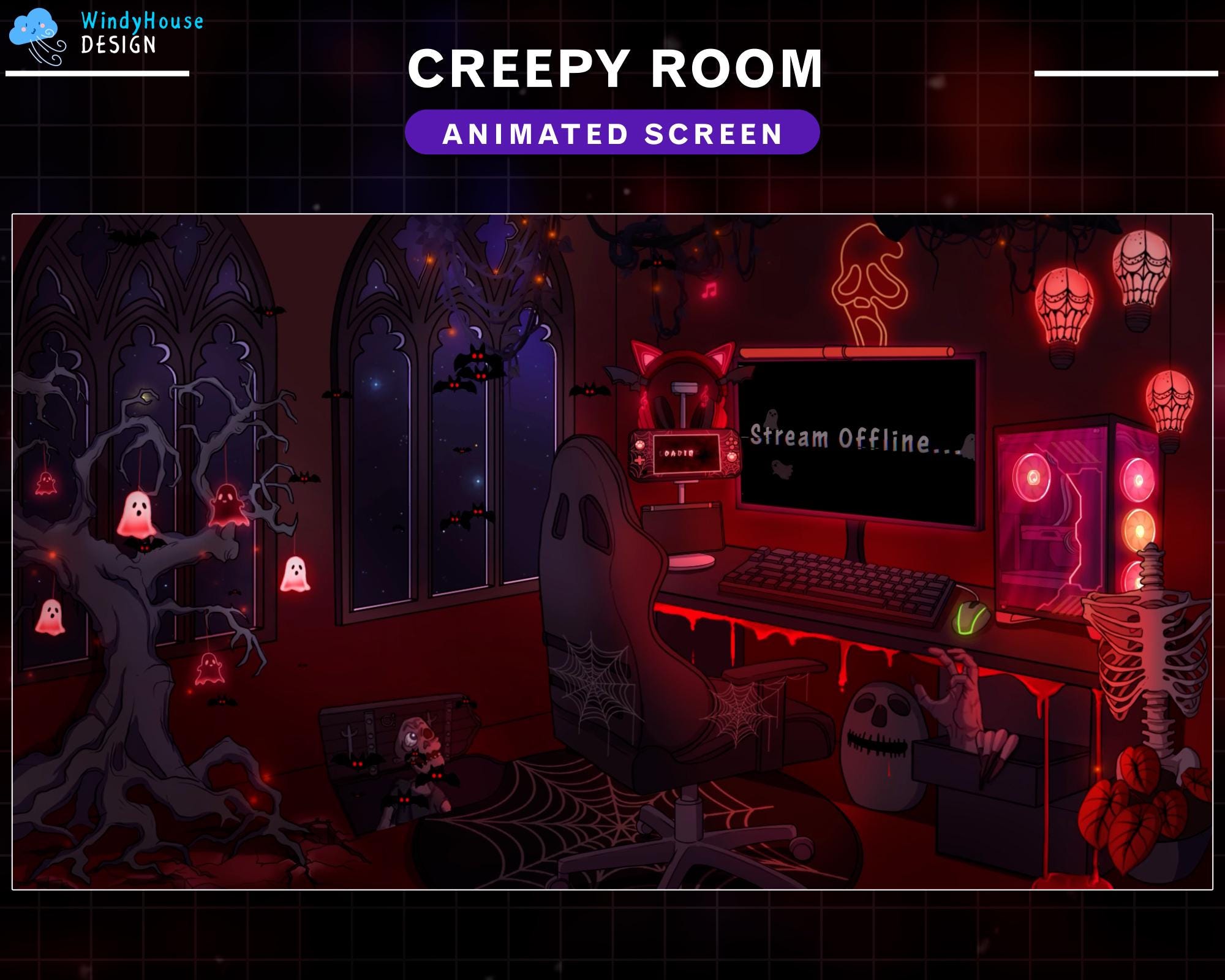 Animated Twitch Screens Creepy Room, Halloween Room Stream Screens ...