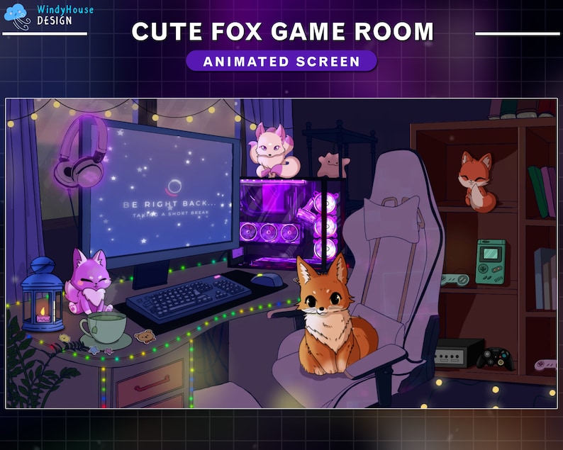 Animated Cute Fox Game Room Twitch Stream Screen lo-fi Room - Etsy