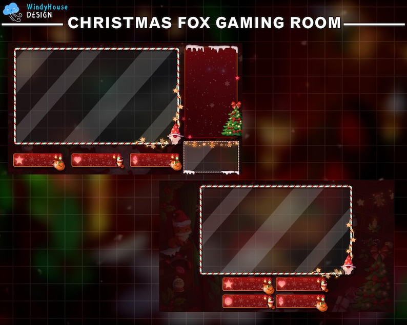 Animated Stream Package Christmas Fox Gaming Room, Cute Fox Twitch ...