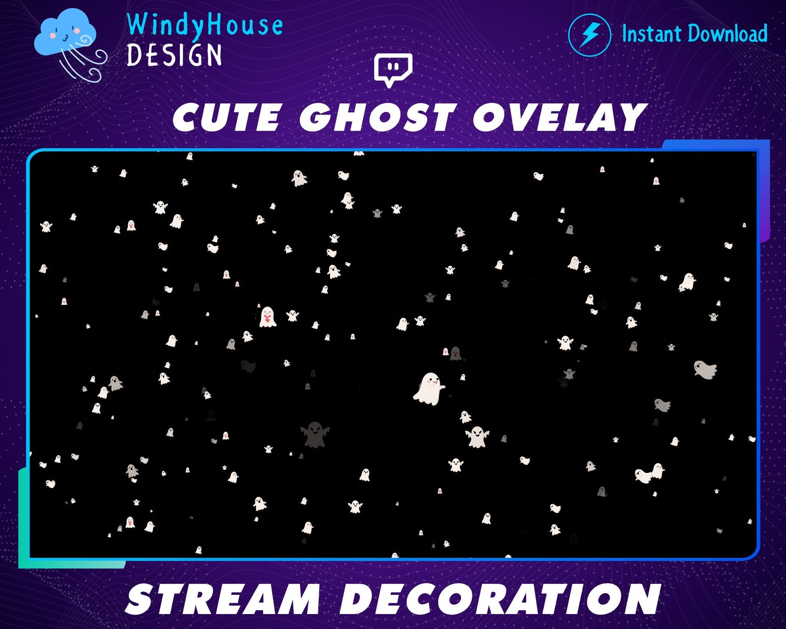 Ghost Falling Twitch Overlay, Flying Down Ghost Twitch Stream ...
