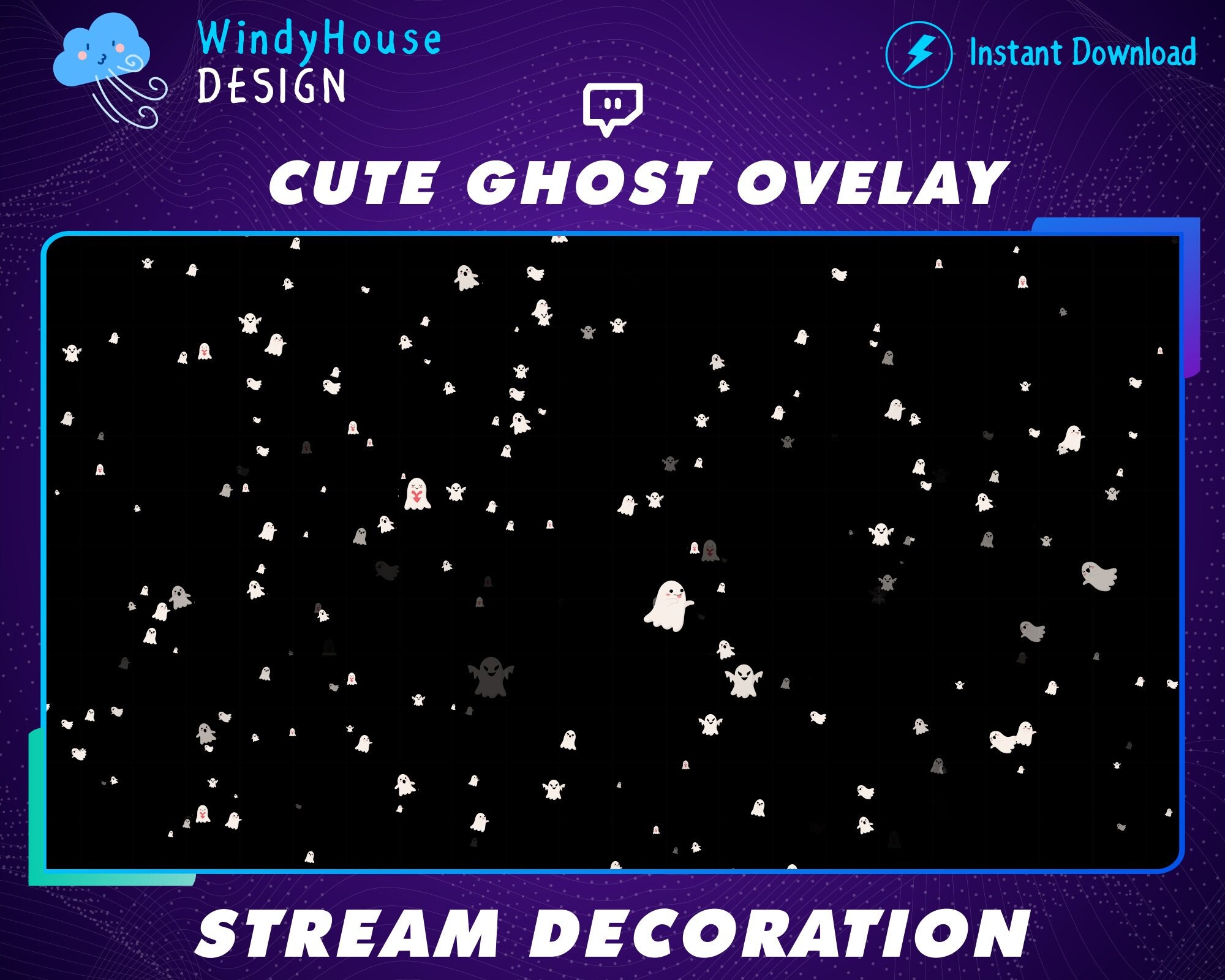 Ghost Falling Twitch Overlay, Flying Down Ghost Twitch Stream ...
