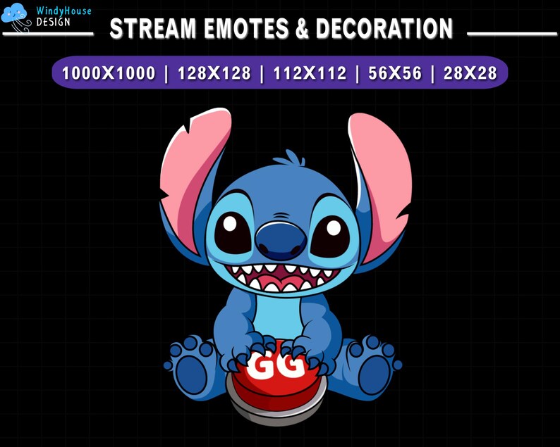 Animated Twitch Emote Stitch GG, Cute Stitch Stream Emote, Discord ...